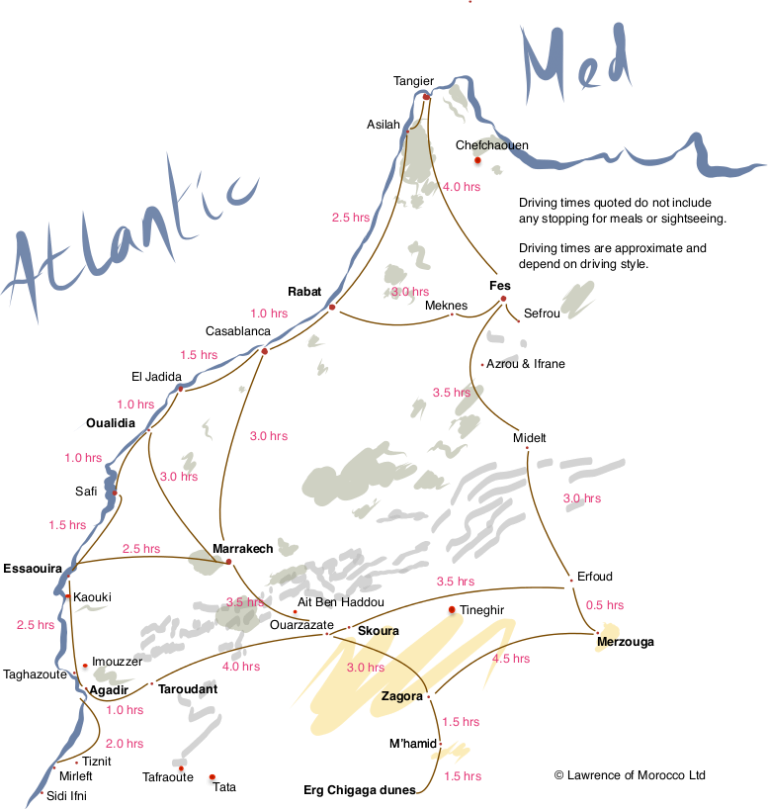 Map of Morocco // Driving Times + Distances To Plan Your Trip (2020)